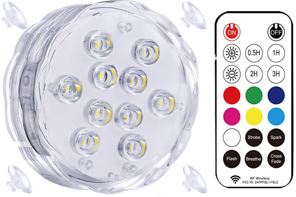 Qoolife Submersible LED Lights Magnet 3.3″ Version AA Battery Powered ...